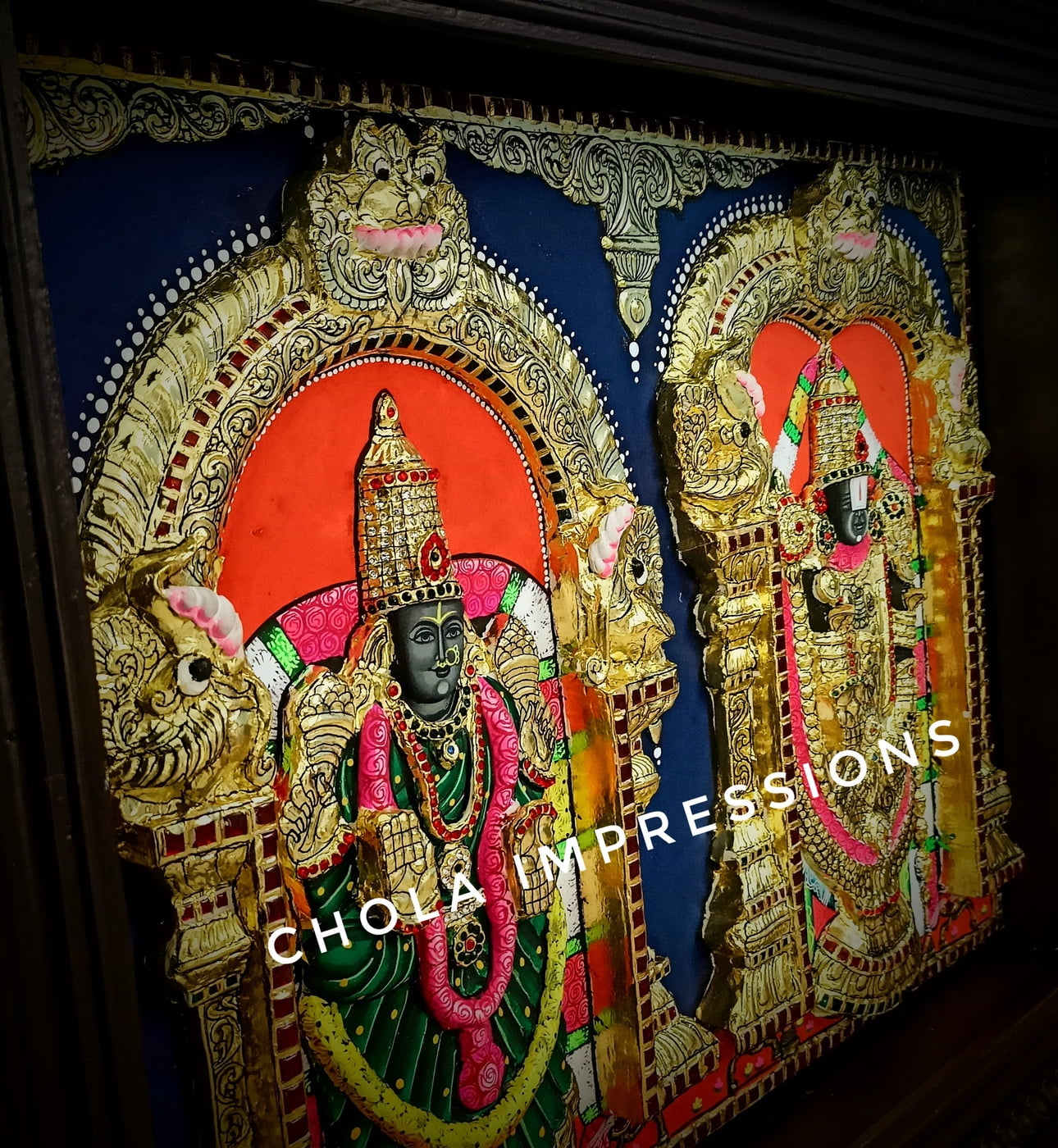 Buy Super Embossed Balaji Padmavati Tanjore Painting with american diamonds