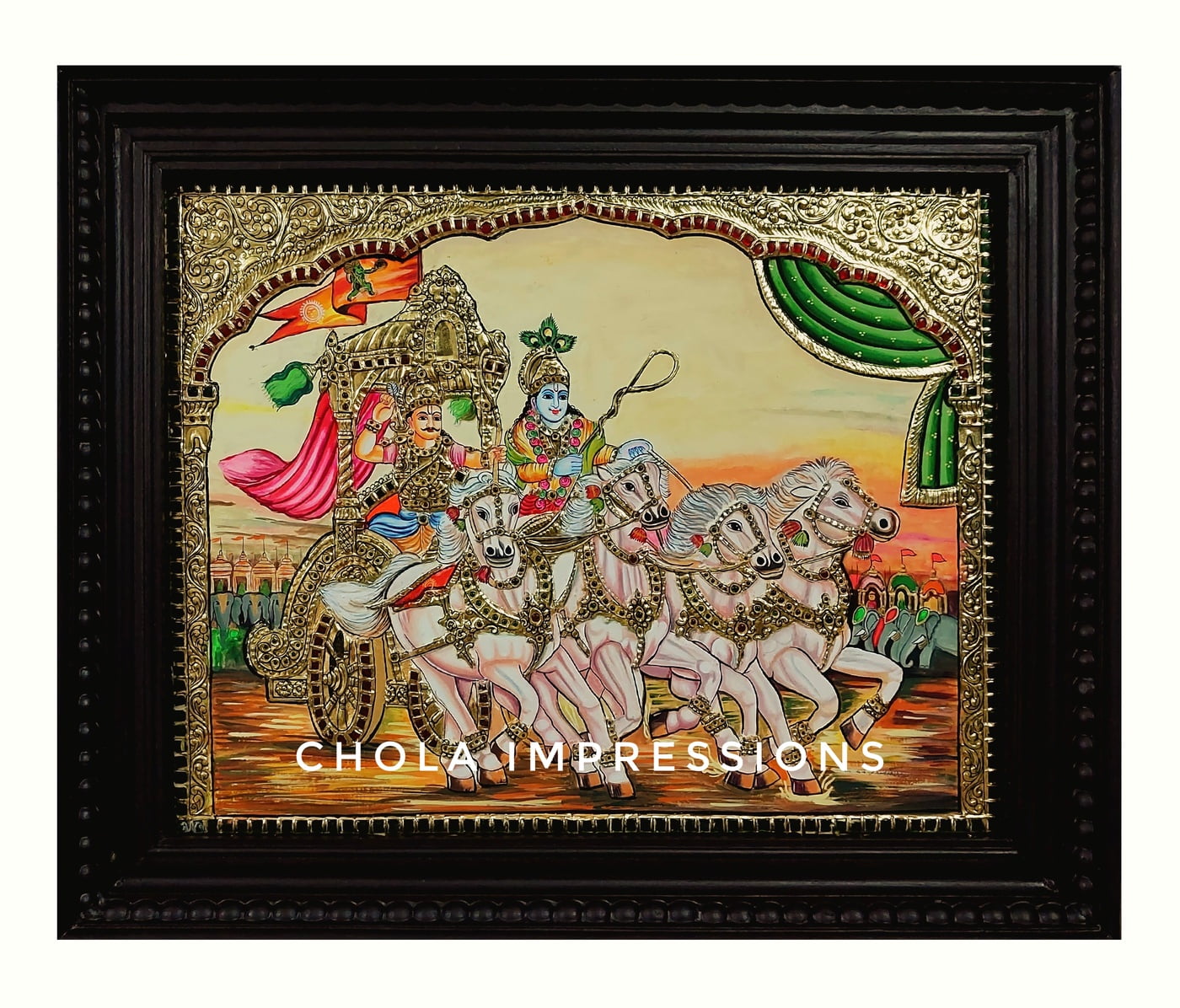 Buy Authentic Bhagawat Gita Tanjore Painting - Gita Upadesam