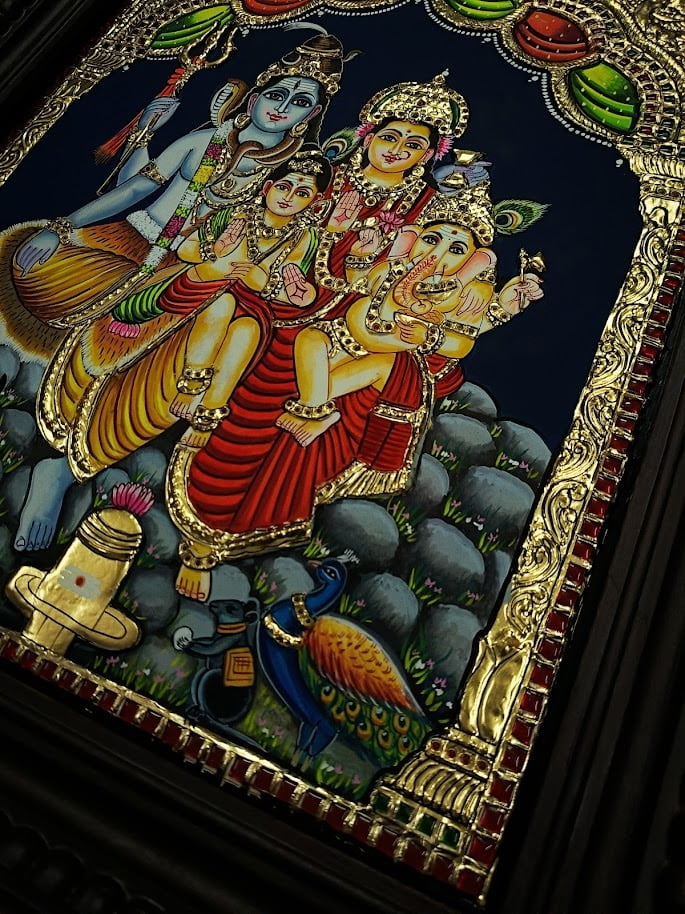Buy Authentic Shiva family parivar tanjore painting