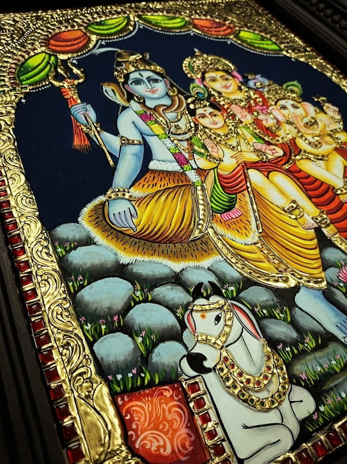 Buy Authentic Shiva family parivar tanjore painting