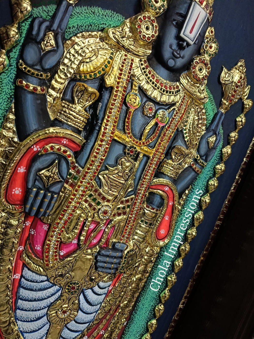Buy Super Embossed Balaji Tanjore Painting with american diamonds