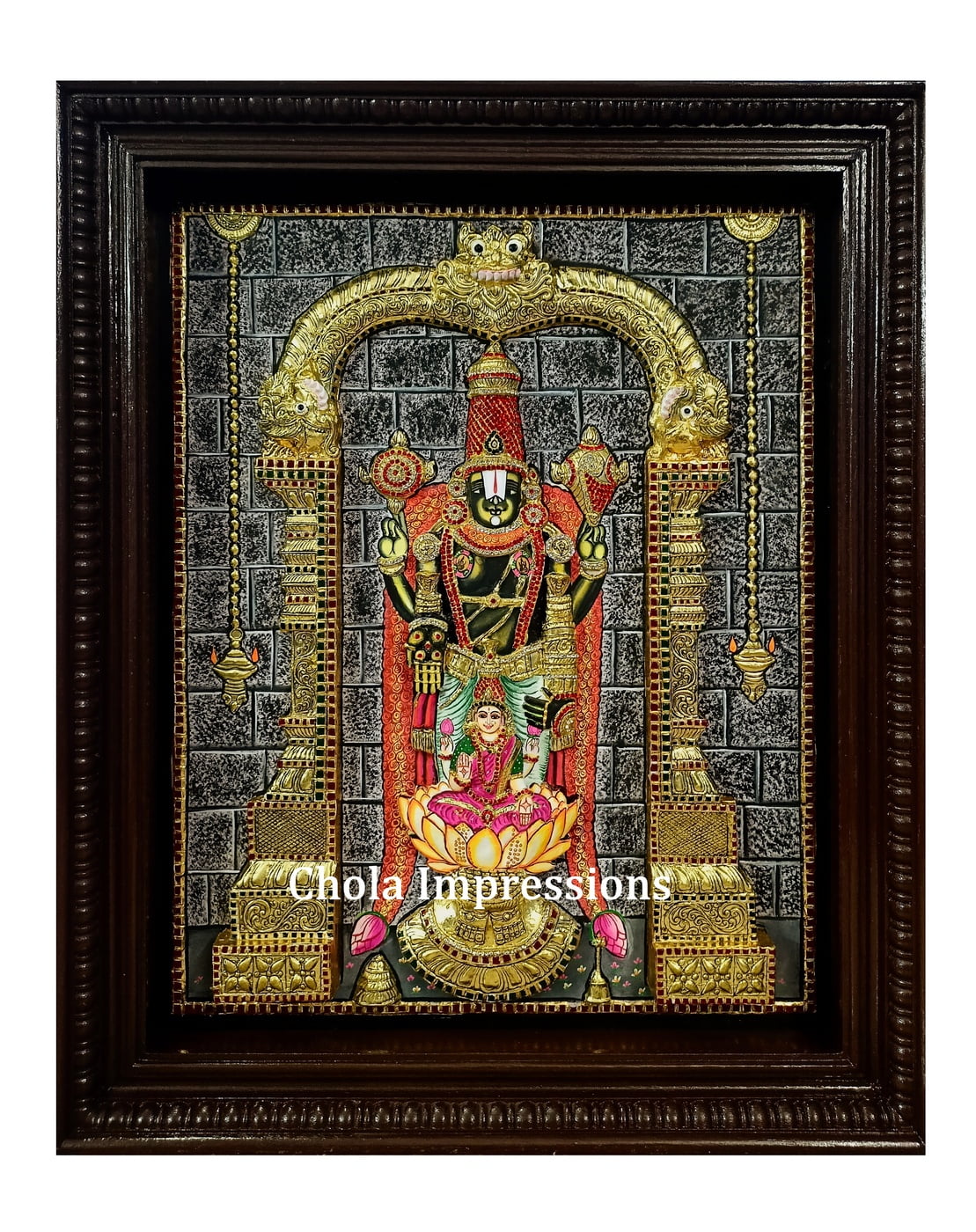 Buy Super Embossed 3D Kalyana Balaji Lakshmi Tanjore Painting with ...