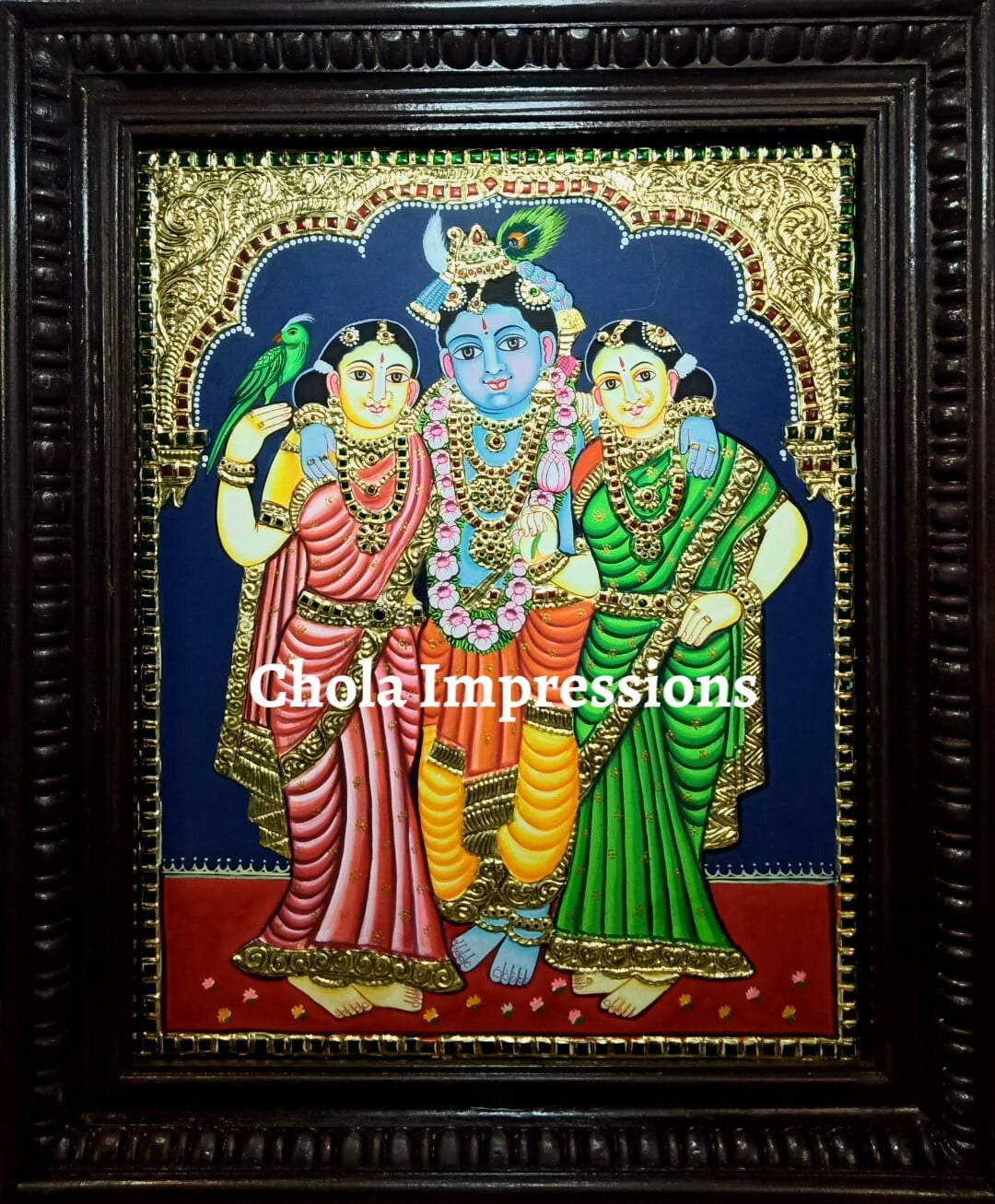 Buy Krishna Bama Rukmini Tanjore Painting